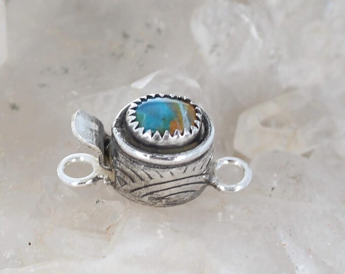 PERUVIAN OPAL Clasp Cushion Shape Sterling Silver Natural Landscape 6mm ...