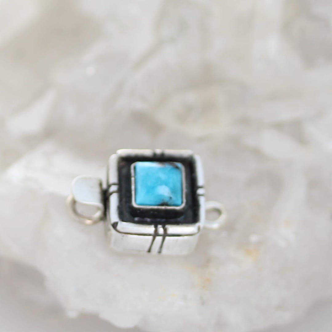 Deep Blue Chinese Turquoise Clasp Sterling Cushion 7mm - Etsy