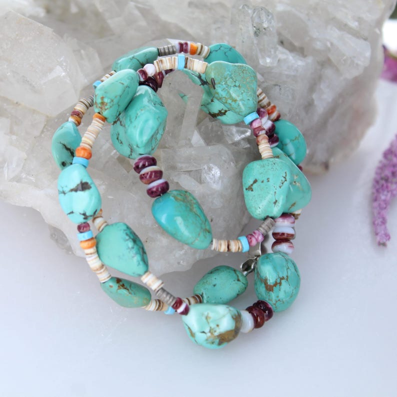 Carico Lake Turquoise Necklace Fiesta Colors Sterling Silver Southwest ...