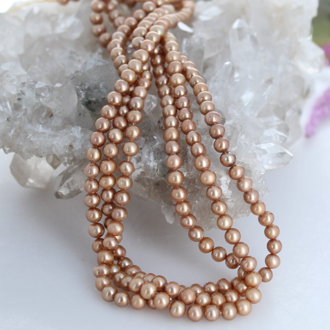 Beautiful Copper Champagne 6mm Semi Round Pearls 3 Strands - Etsy