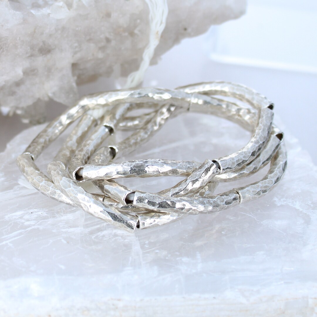 Long Curved Sterling Silver Hilltribe Bead 1 Pc 31x4.5mm - Etsy