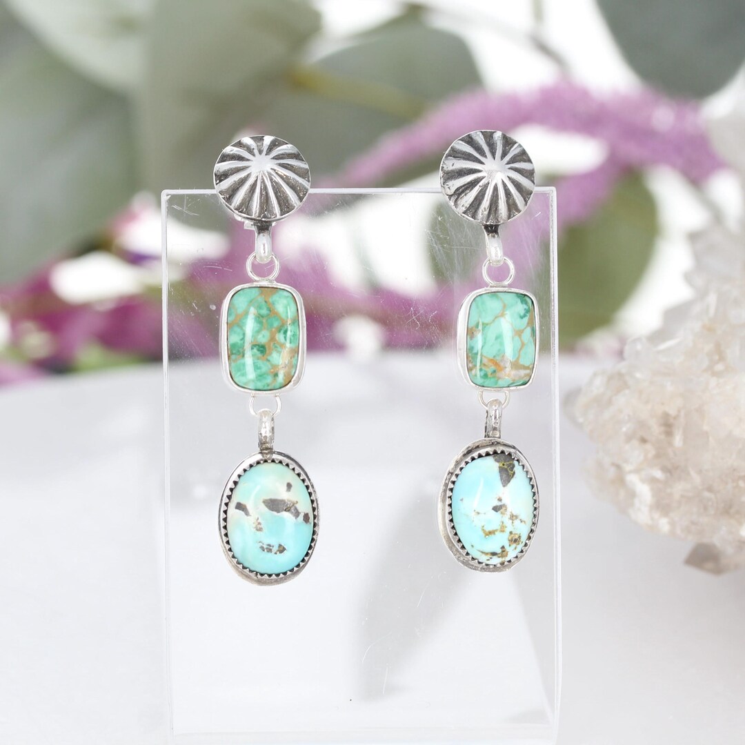 Rare Lone Mountain and Orvil Jack TURQUOISE EARRINGS Sterling - Etsy