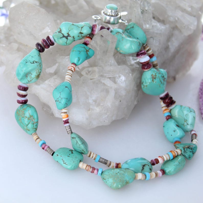 Carico Lake Turquoise Necklace Fiesta Colors Sterling Silver Southwest ...