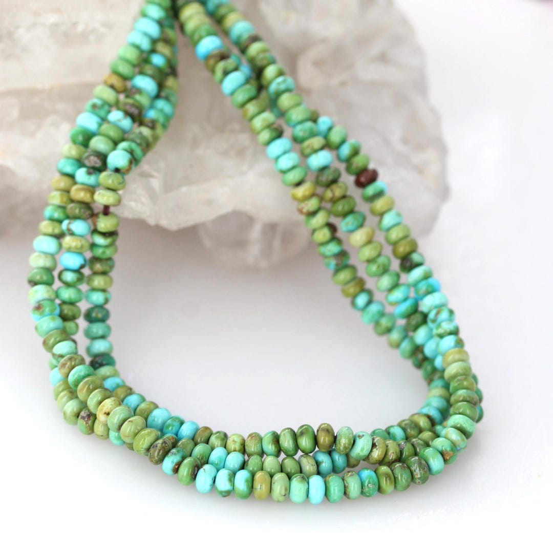 SONORAN GOLD Turquoise Beads Gorgeous Green Blue 4mm Rondelles - Etsy