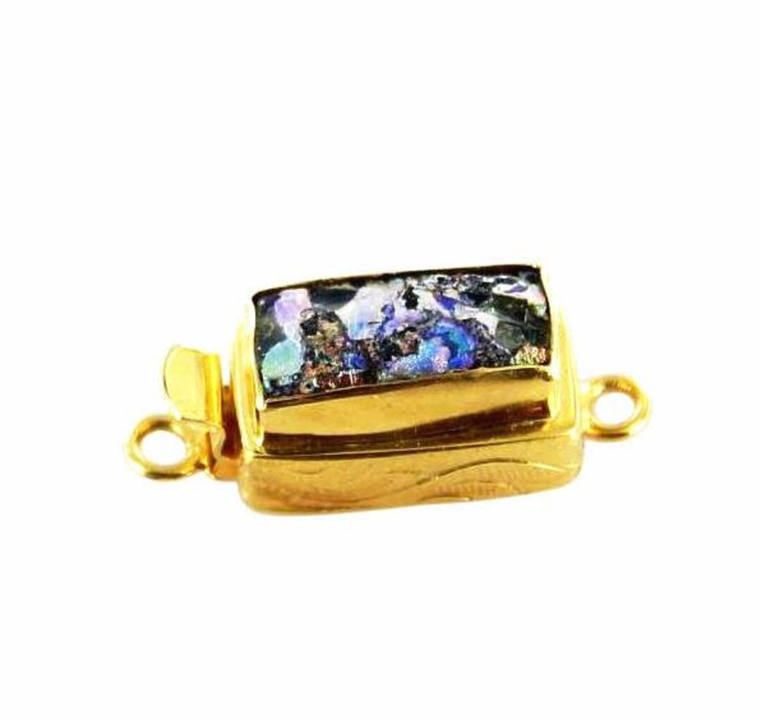18K Gold Clasp Ancient Bactrian Glass Purple - Etsy