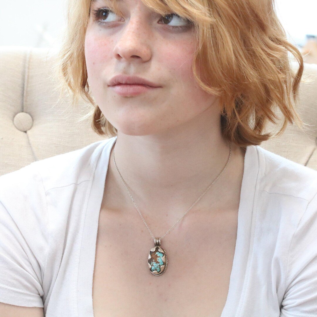 Armenian Turquoise Pendant Oval Sterling - Etsy