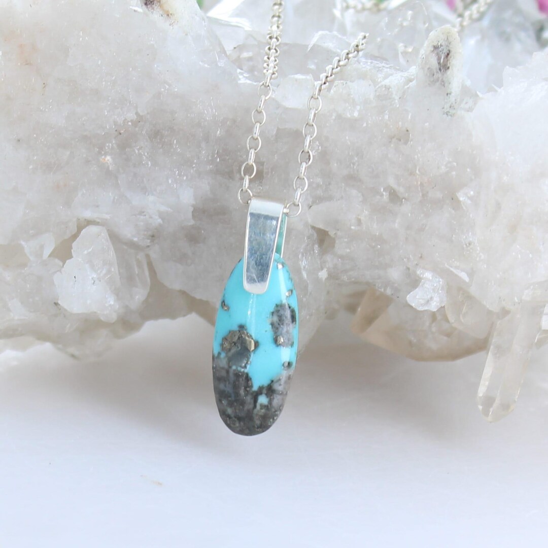 Sky Blue Campitos Turquoise Sterling Silver Pendant Necklace - Etsy