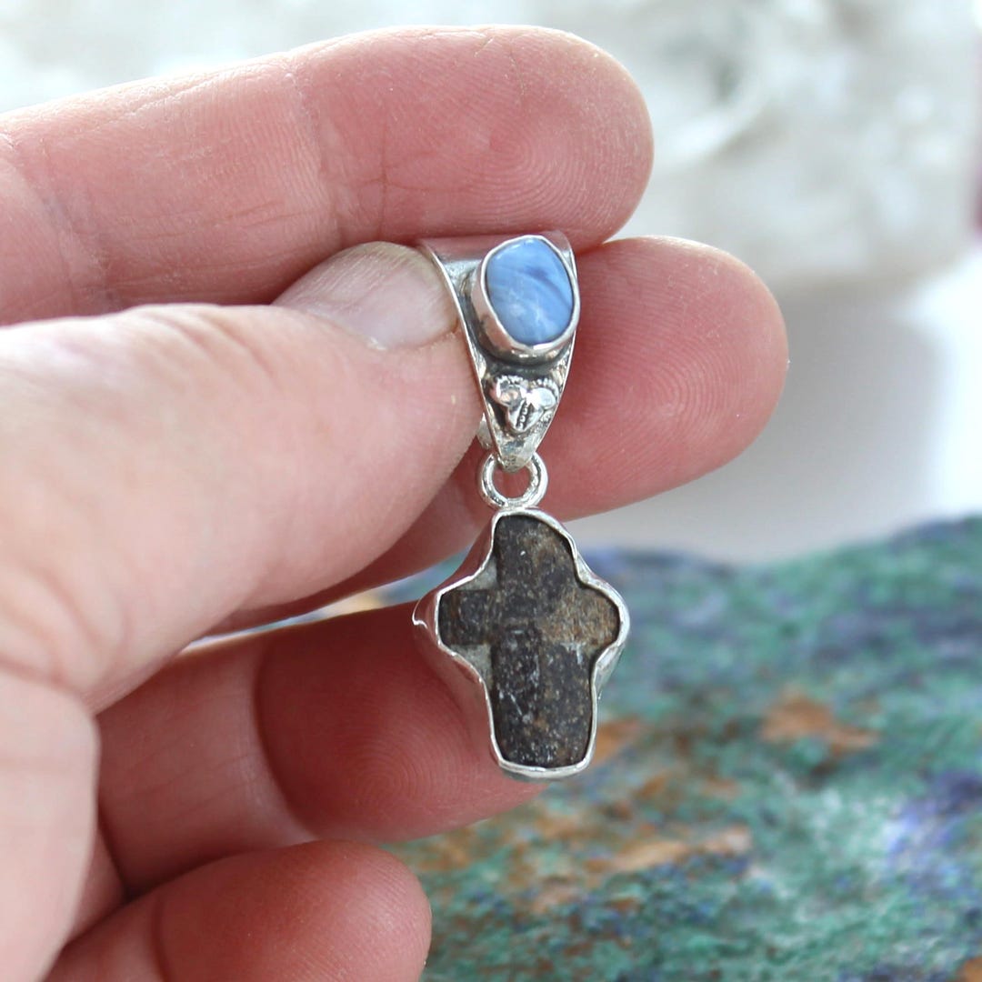 Staurolite Fairy Stone Cross Pendant Sterling With 16th Century Swedish ...
