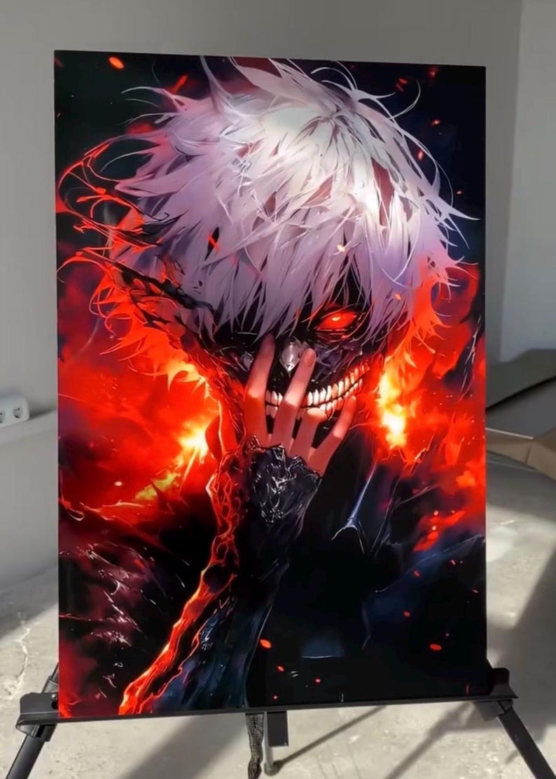 Tokyo Ghoul Metal Wall Art – Kaneki Ken Anime Print | Dark Anime Poster ...