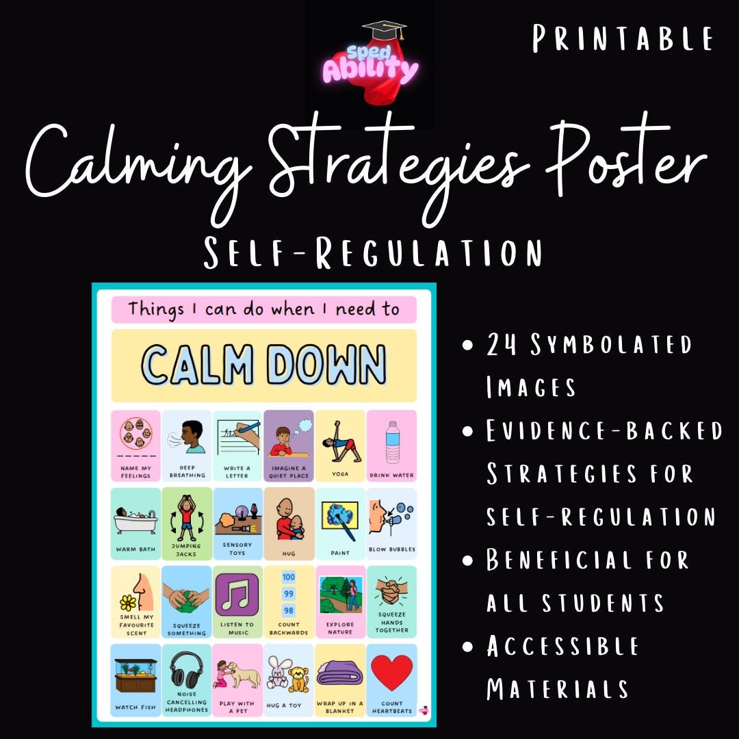 Self-regulation Poster | 24 Visual Strategies for Calming & Reflection ...