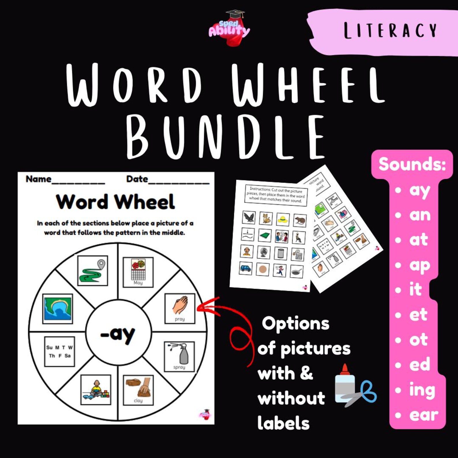 Word Wheels With Symbols | Cut & Glue Worksheets | Phonics | Spelling ...