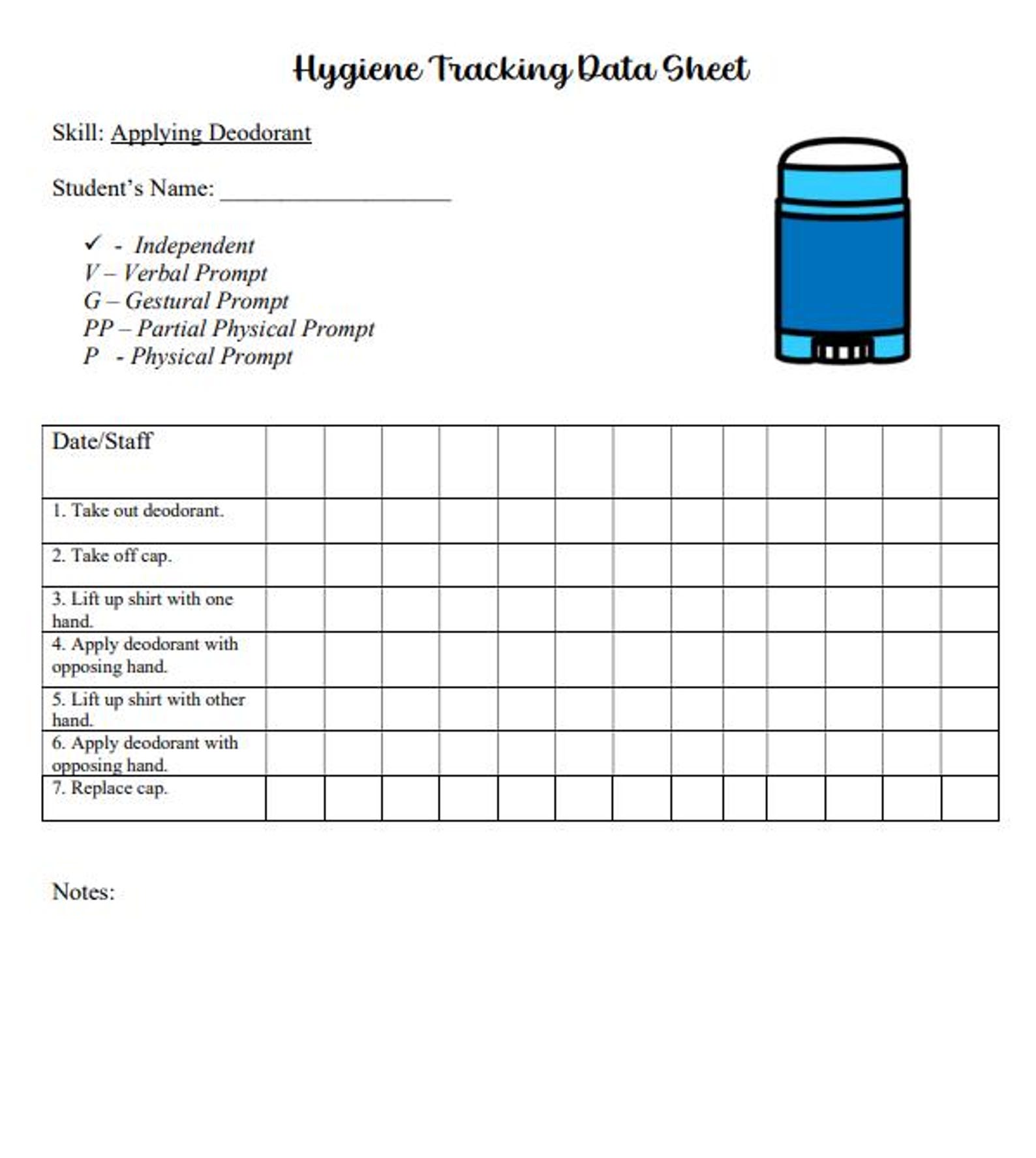 Hygiene Tracking Data Sheets & Prompt Poster | Life Skills Monitoring ...