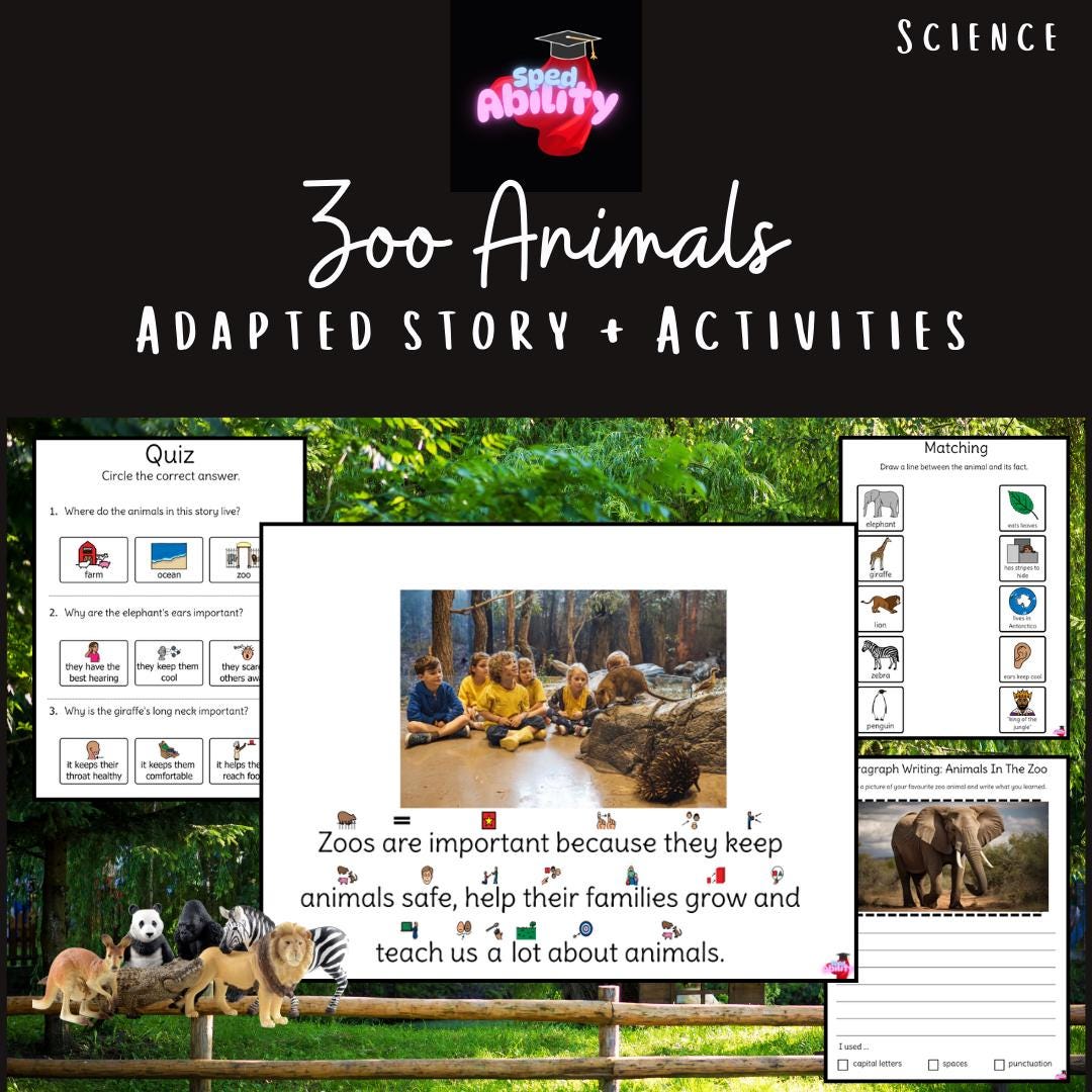 Animals at the Zoo | Adapted Story & Activities | Symbolated Text for ...