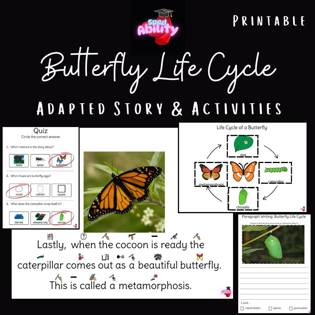 Butterfly Life Cycle | Adapted Story & Activities | Science | Graphic ...