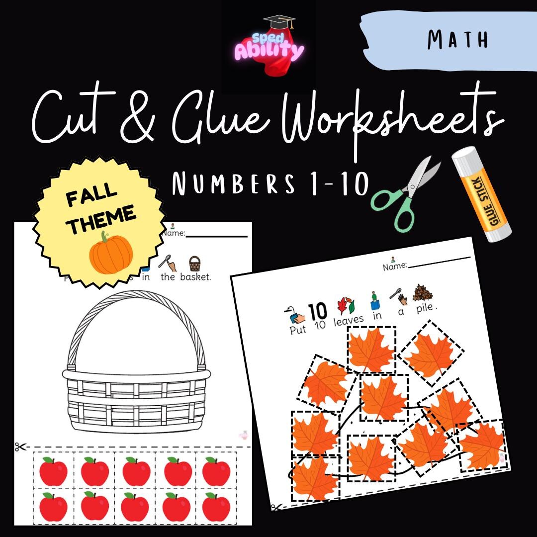 FALL Numbers 1-10 | Cut & Glue Worksheets | Math | Fine Motor | Special ...