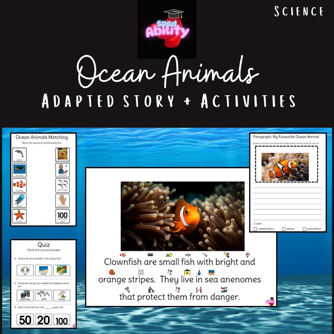 Animals in the Ocean | Adapted Story & Activities | Symbolated Text for ...