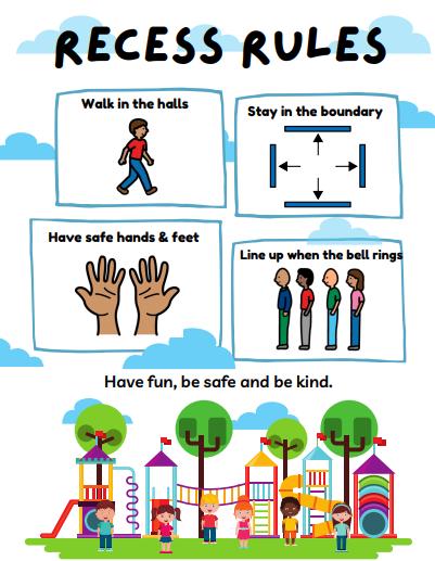 Recess Rules Poster | Visual Symbols | Visual Reminder of Expectations ...