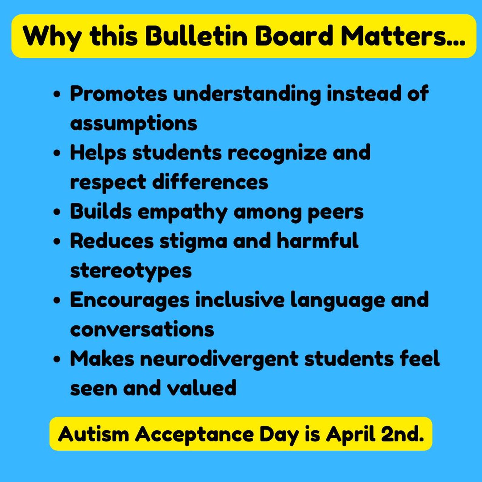 Autism Acceptance Bulletin Board Set | Neurodiversity Awareness | April ...