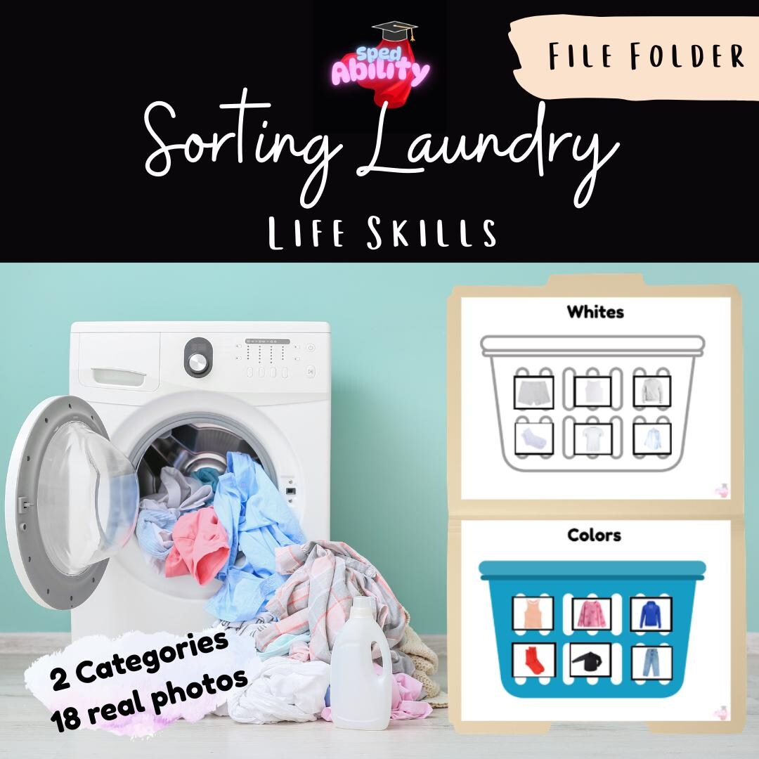 FILE FOLDER Activity | Life Skills | Sorting Laundry by Color | Special ...