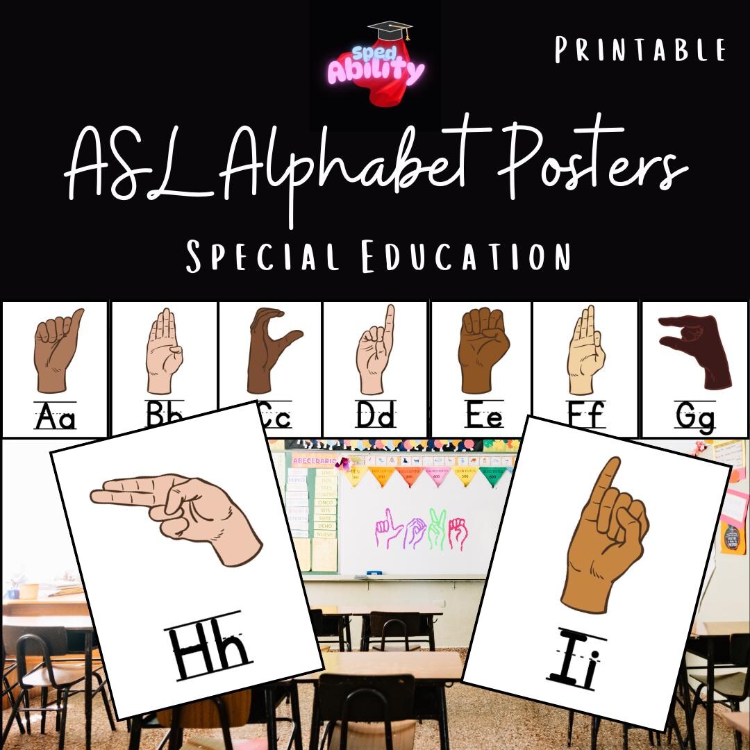 ASL Alphabet Cards for Classroom Posters | American Sign Language | A-Z ...