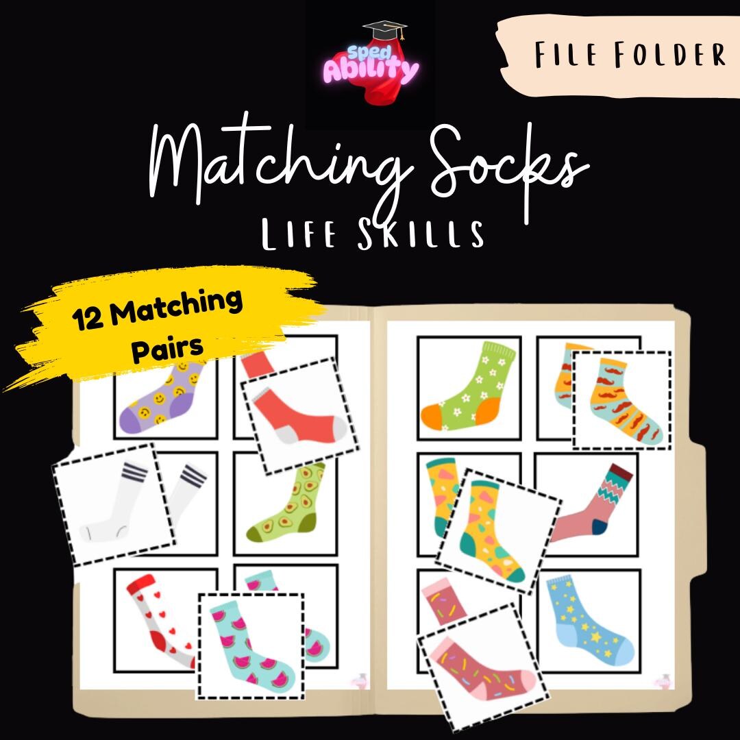 Matching Colorful Socks | FILE FOLDER Activity | Life Skills | Special ...