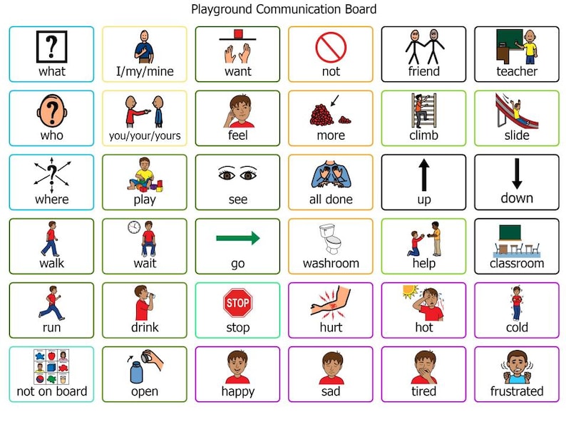 Communication Board for the Playground | Recess Social Skills | Visuals ...