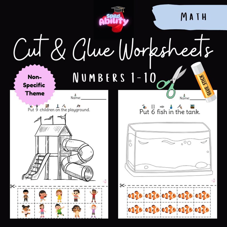 Números del 1 al 10 / Hojas de trabajo para recortar y pegar ...