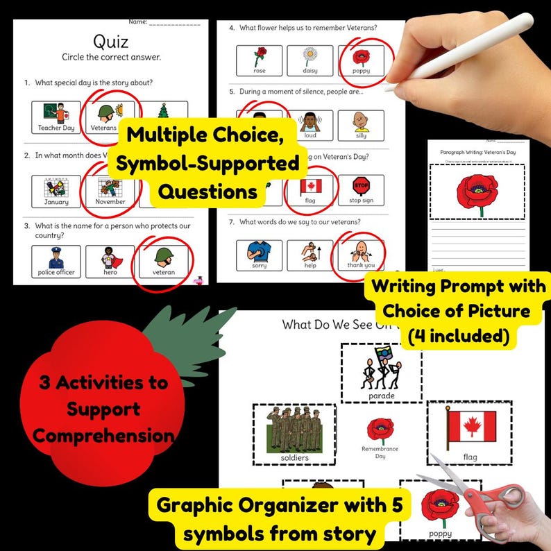 Remembrance Day Adapted Story & Activities | November Reading and ...