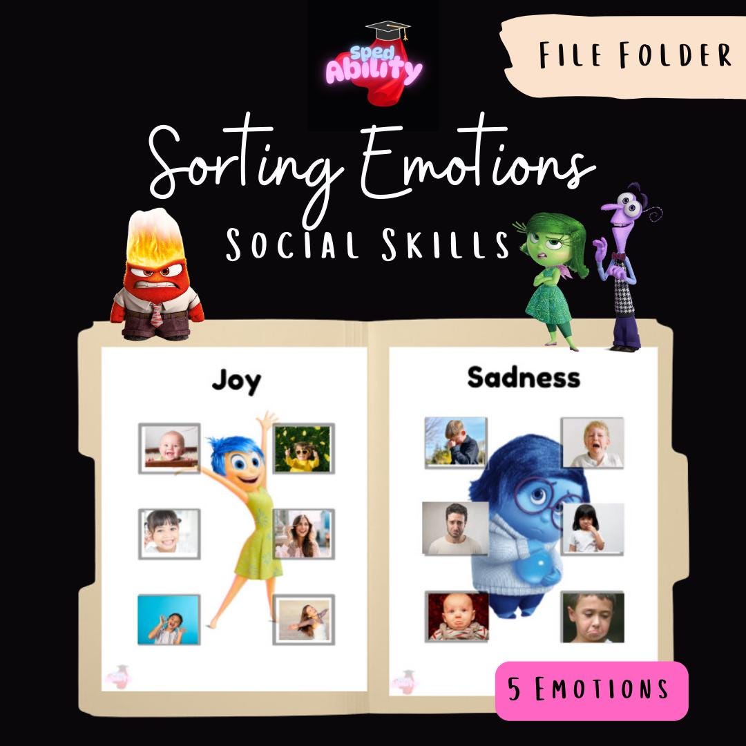 Inside Out Emotions Sorting File Folder Activity | SEL | Feelings ...