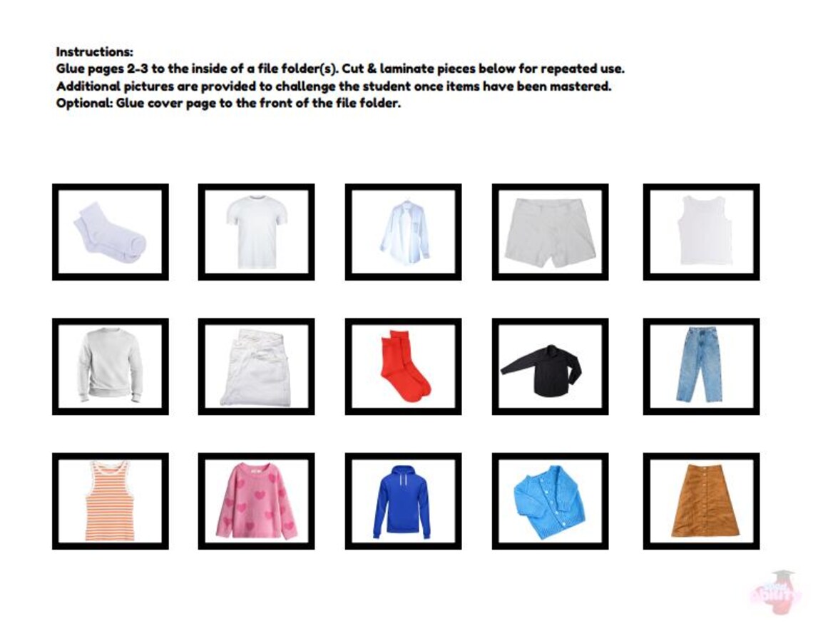 FILE FOLDER Activity | Life Skills | Sorting Laundry by Color | Special ...