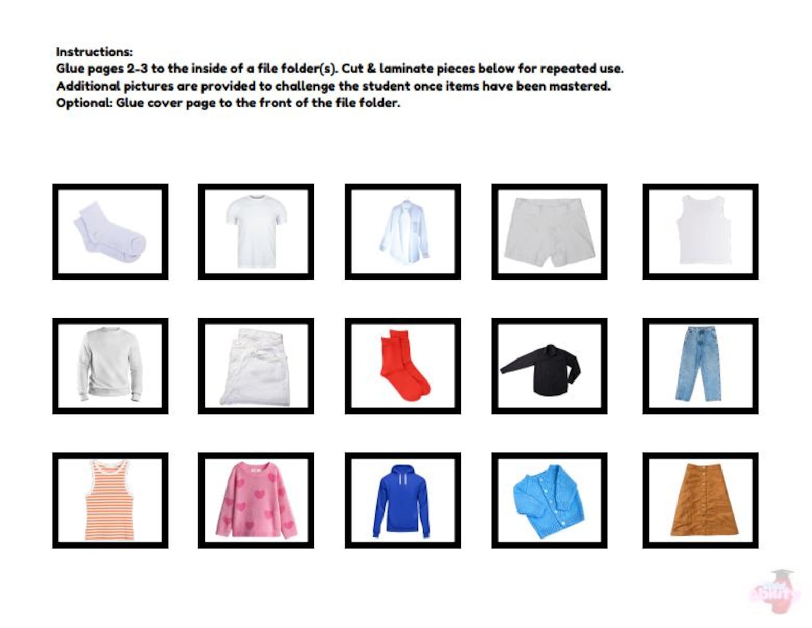 FILE FOLDER Activity | Life Skills | Sorting Laundry by Color | Special ...