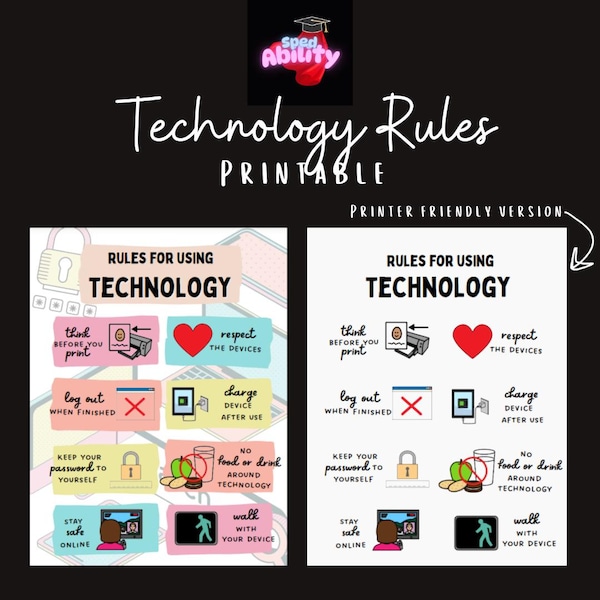 Computer Lab Rules Poster - Etsy