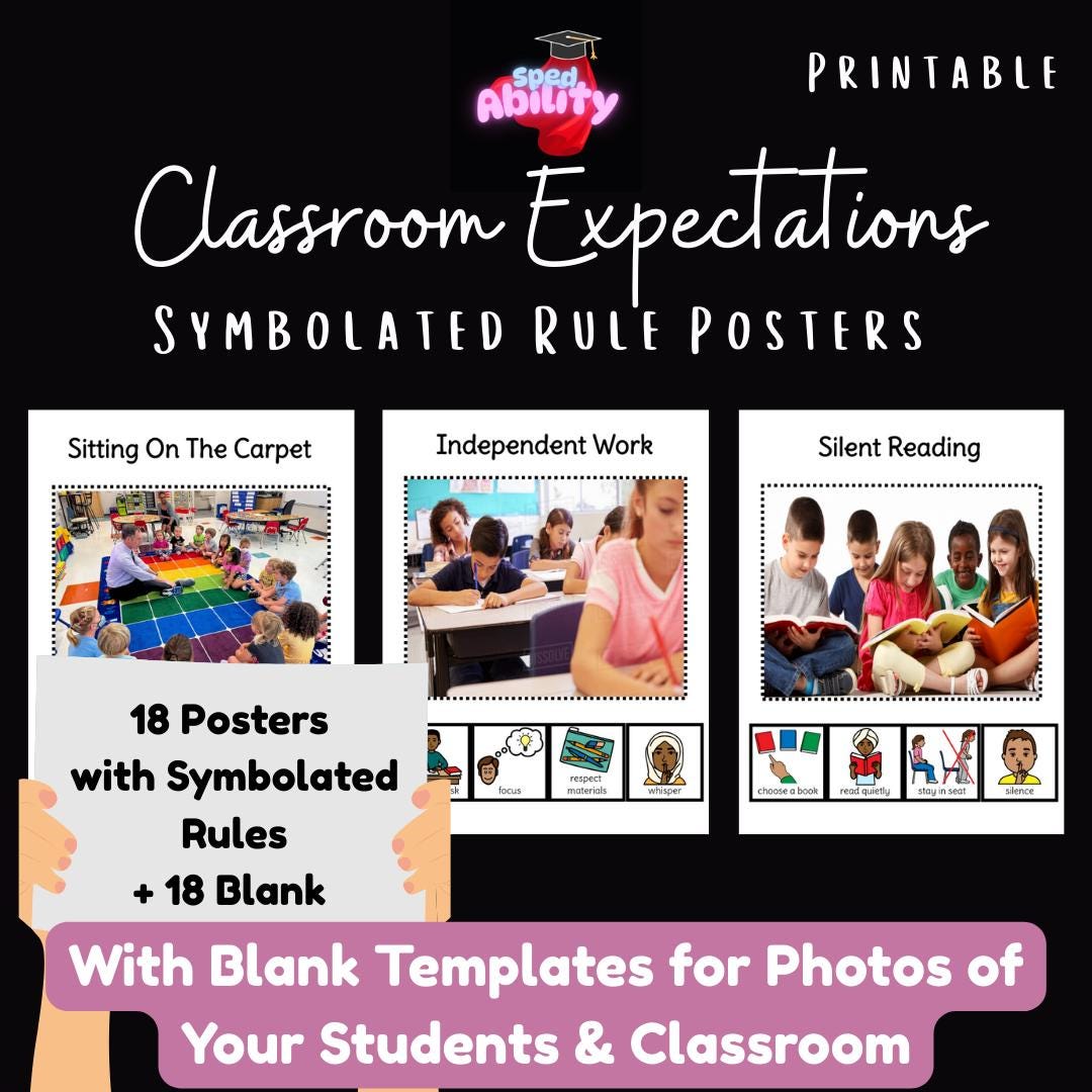 Classroom Expectation & Rules Posters | Visual Symbol Supported ...