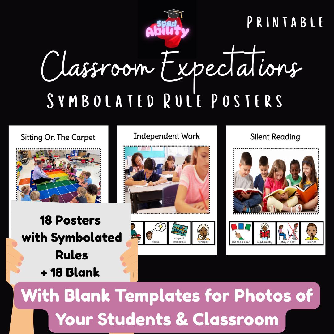 Classroom Expectation & Rules Posters | Visual Symbol Supported ...