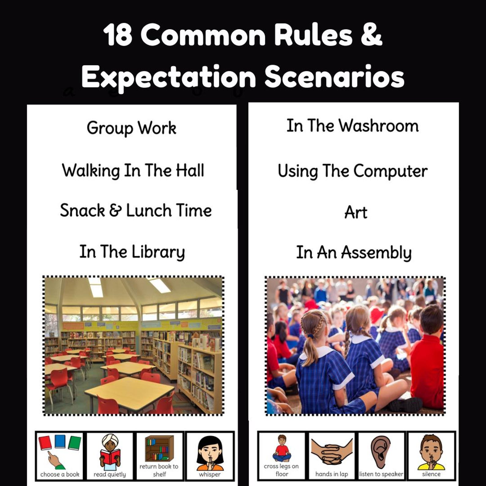 Classroom Expectation & Rules Posters | Visual Symbol Supported ...