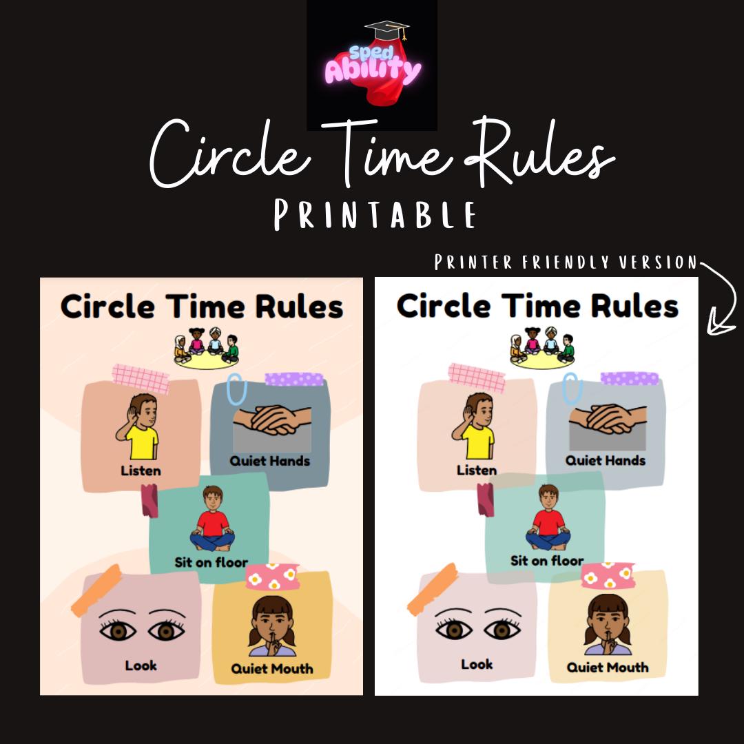 Circle Time Rules Poster | Visual Classroom Expectations for Carpet ...