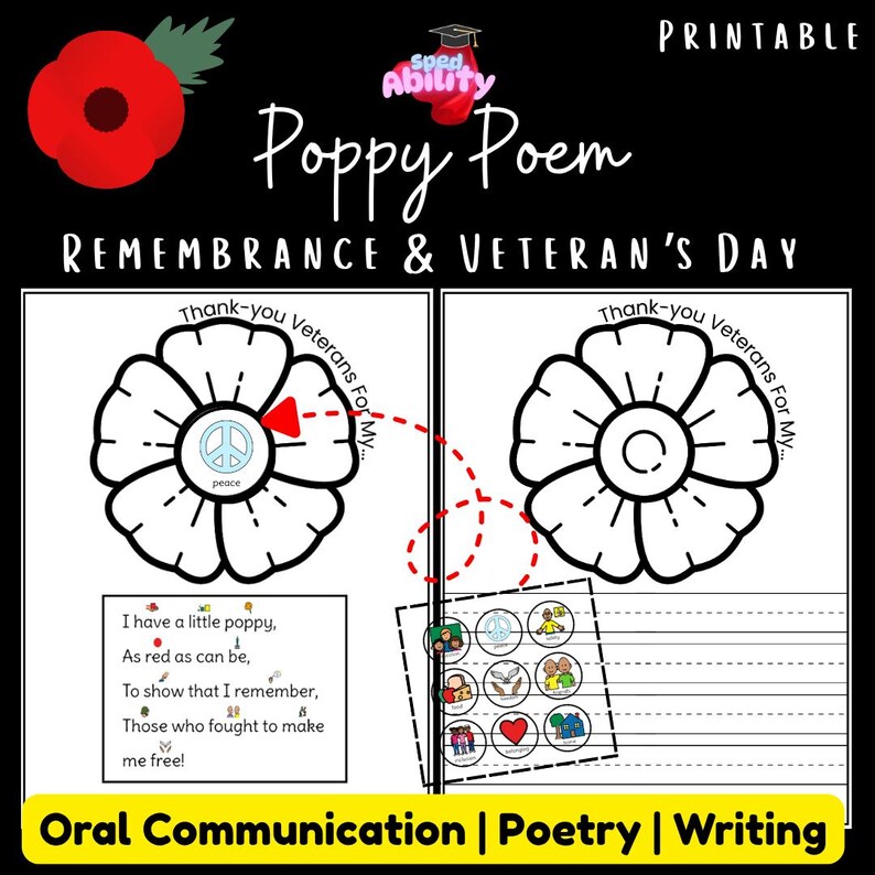 Poppy Poem Writing | Remembrance Day | Veterans Day | Symbolated ...