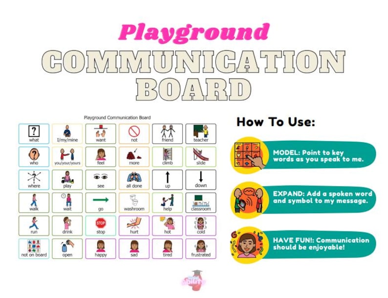 Communication Board for the Playground | Recess Social Skills | Visuals ...