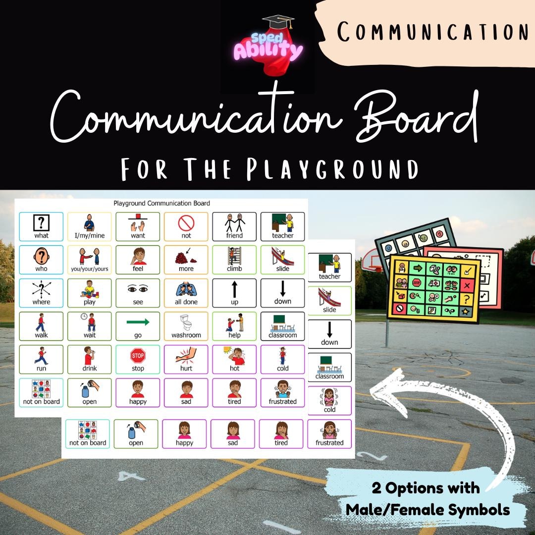 Communication Board for the Playground | Recess Social Skills | Visuals ...