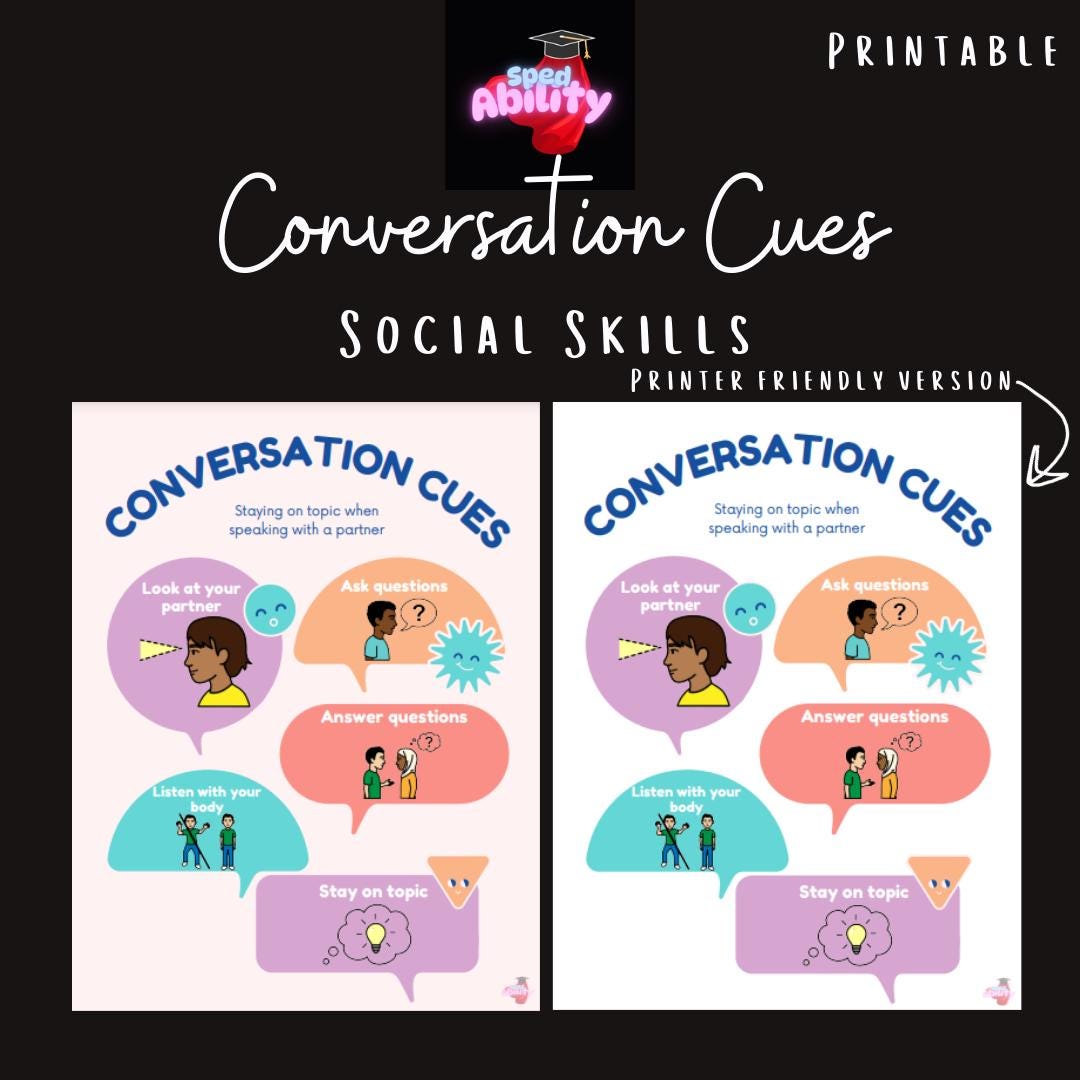 Conversation Cues Poster | Social Skills Visual for Kids | PDF - Etsy