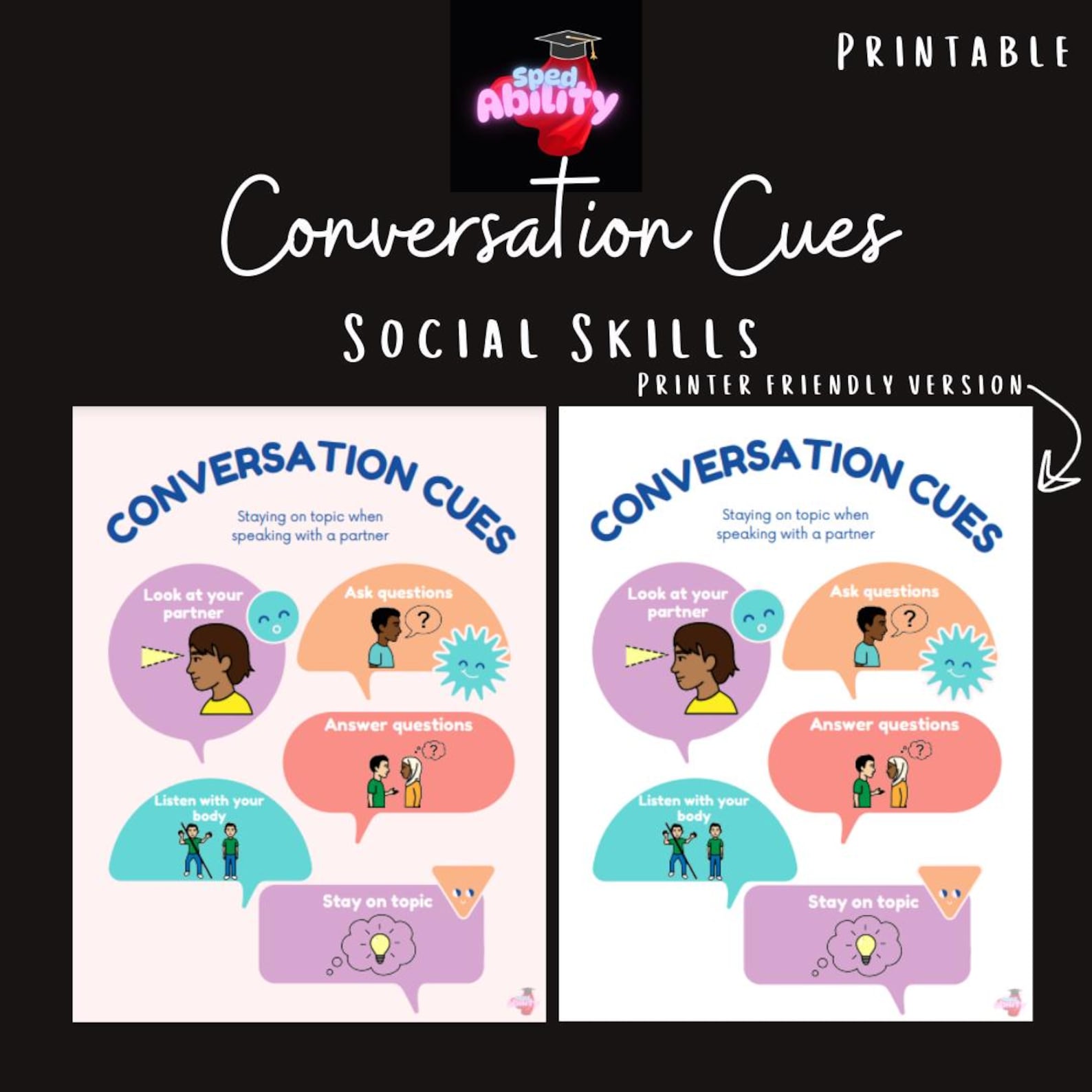 Conversation Cues Poster | Social Skills Visual for Kids | PDF - Etsy