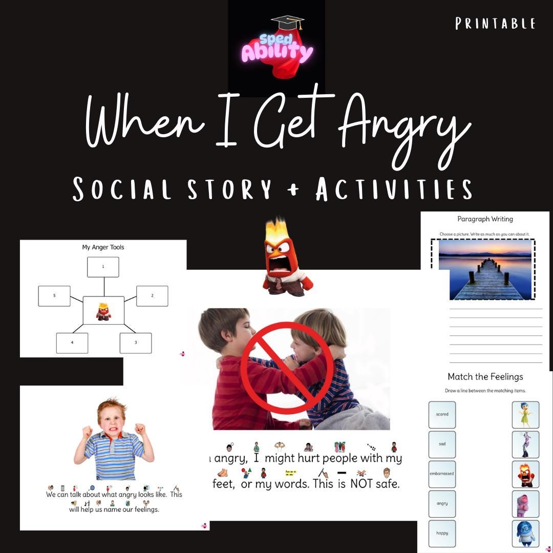 When I Get Angry | Social Story & Activities | Anger Management | Self ...