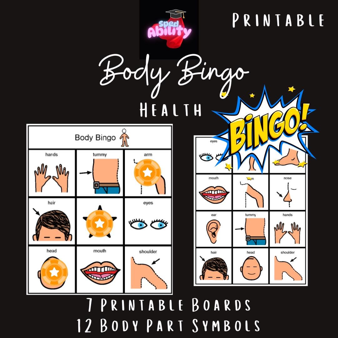 Body Bingo | Printable Educational Game With Symbolated Boards | Health ...
