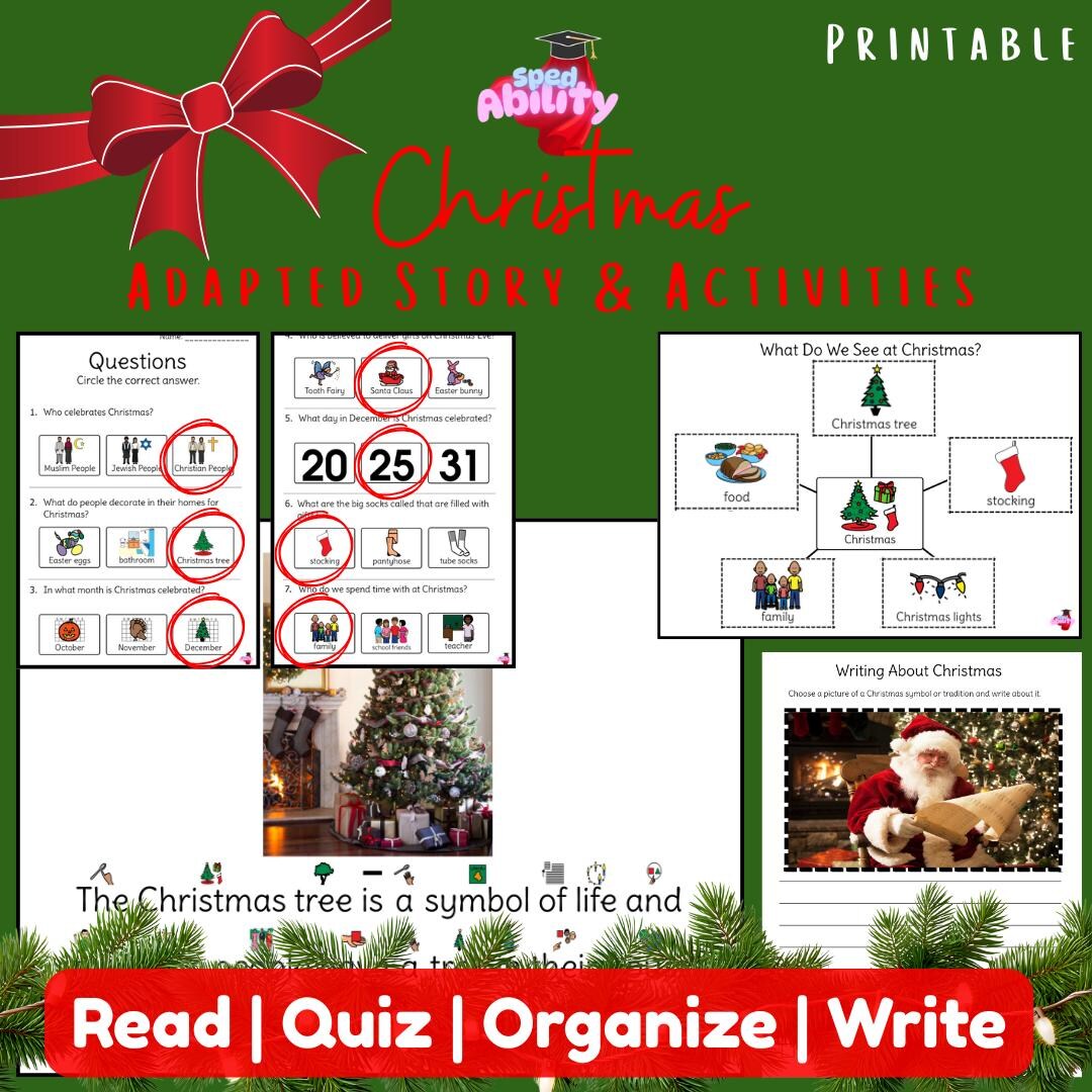 Christmas Adapted Story & Activities | Reading Comprehension | Writing ...