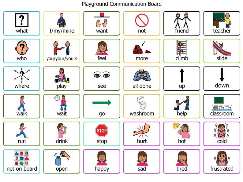Communication Board for the Playground | Recess Social Skills | Visuals ...