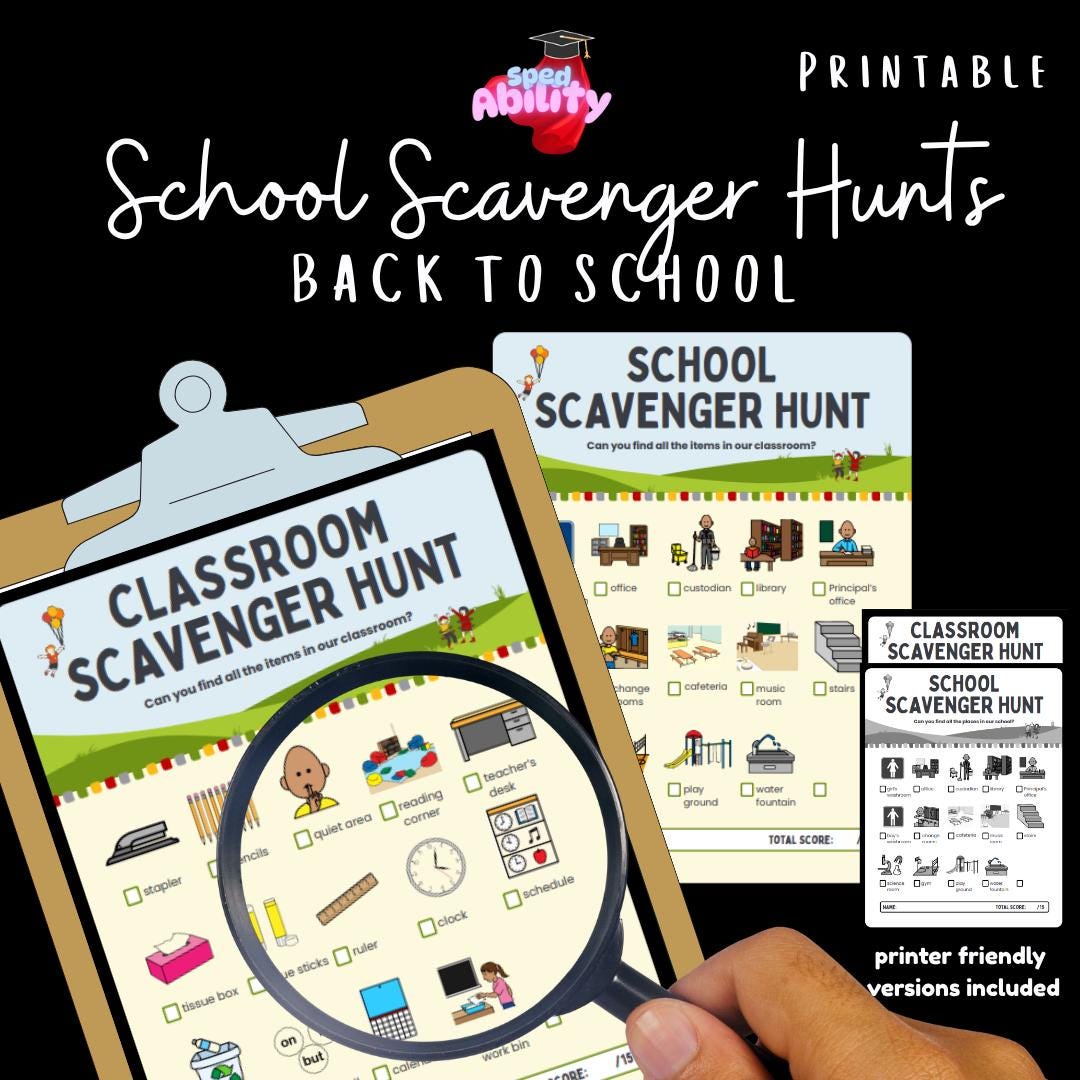 School & Classroom Scavenger Hunt | Back to School Activity ...