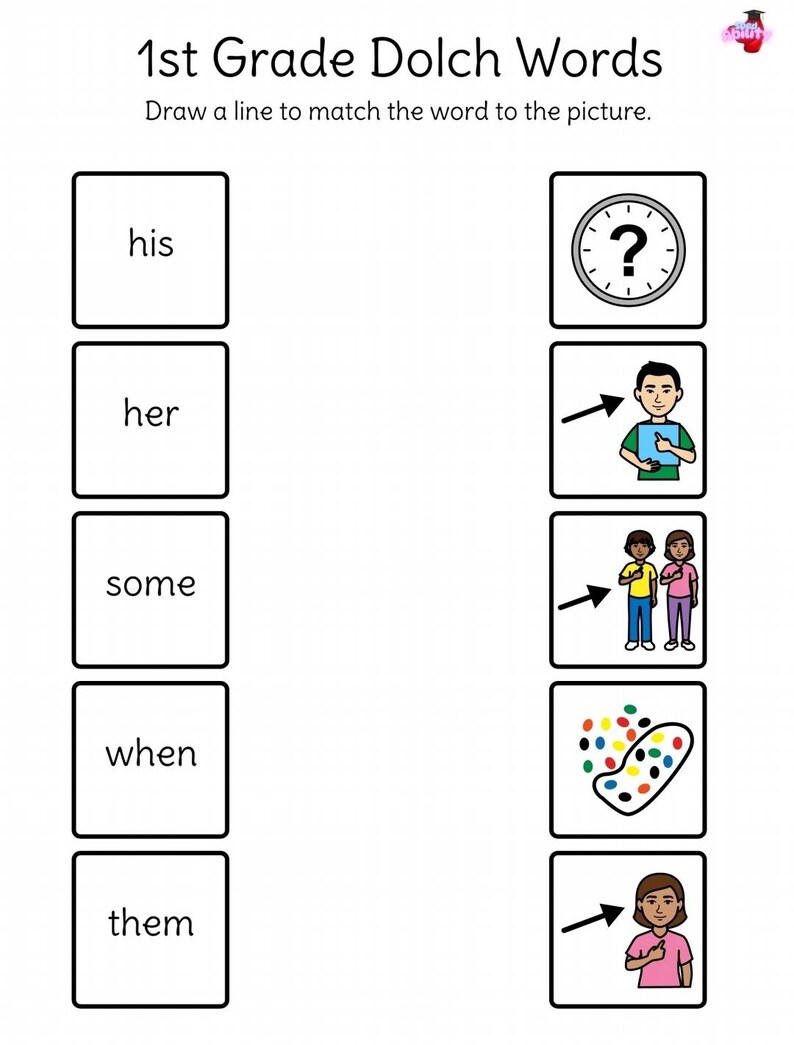 First Grade Dolch Words | Matching Activity & Word Search | Early ...