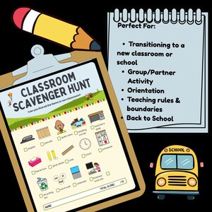 School & Classroom Scavenger Hunt | Back to School Activity ...
