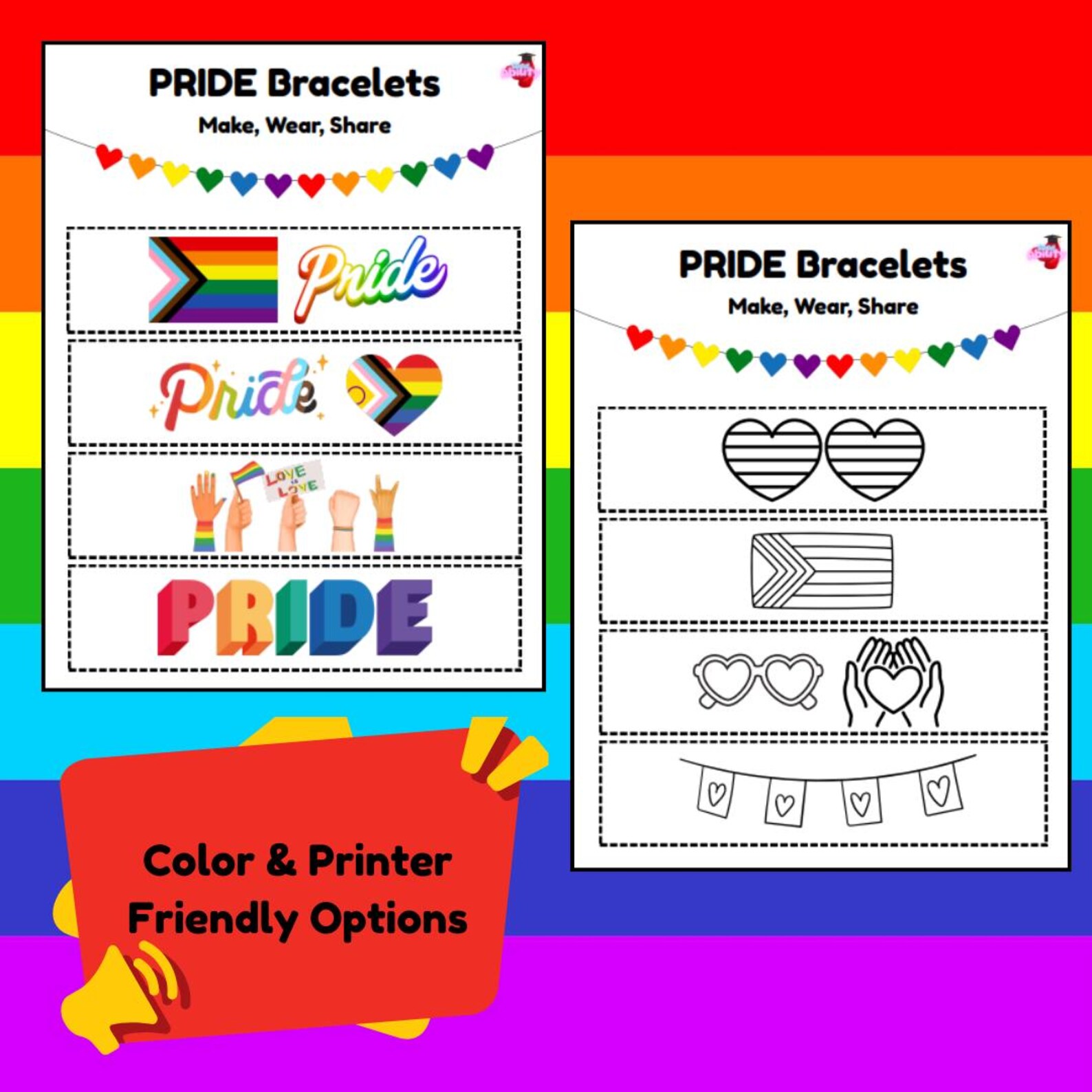 PRIDE Bracelet DIY Kids Craft | June Inclusion | Print and Go Activity ...