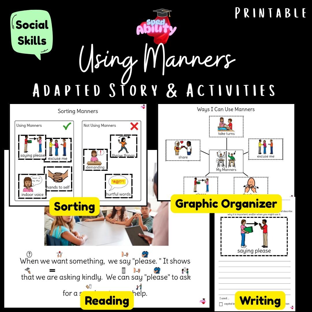 Using Manners | Adapted Story & Activities | Social Skills | Reading ...
